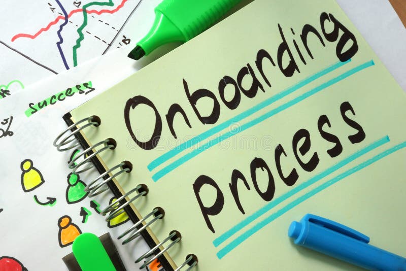 Notebook with Sign Onboarding Process. Stock Photo - Image of resources ...