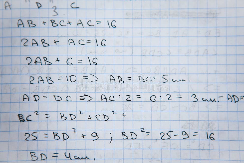 Notebook with Some Exercises, Equations, Close Up Stock Photo - Image ...