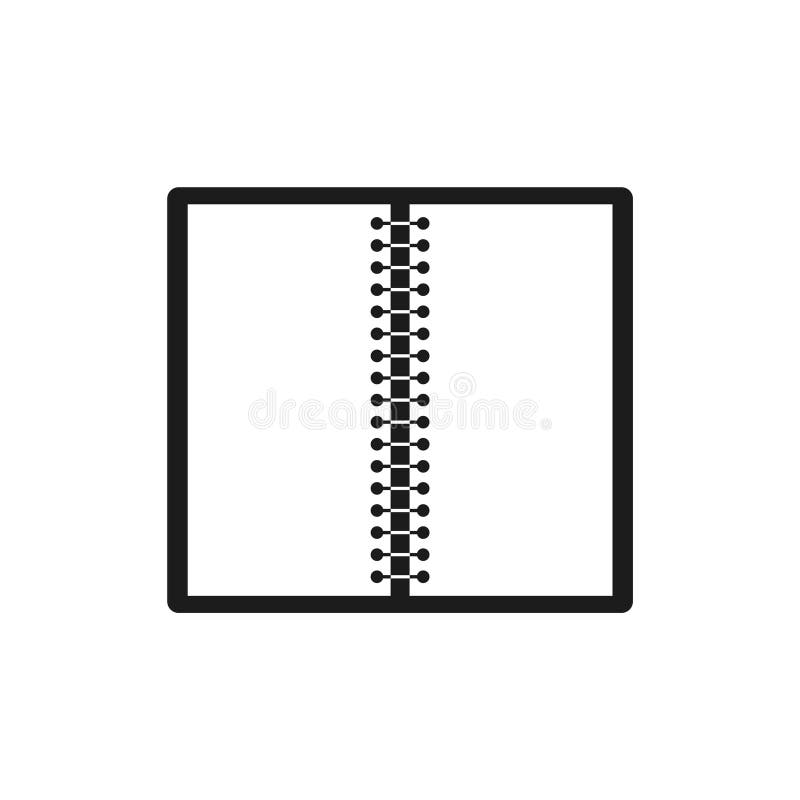Notebook Spiral Icon. Open Page Symbol. Minimal Book Shape. Black ...