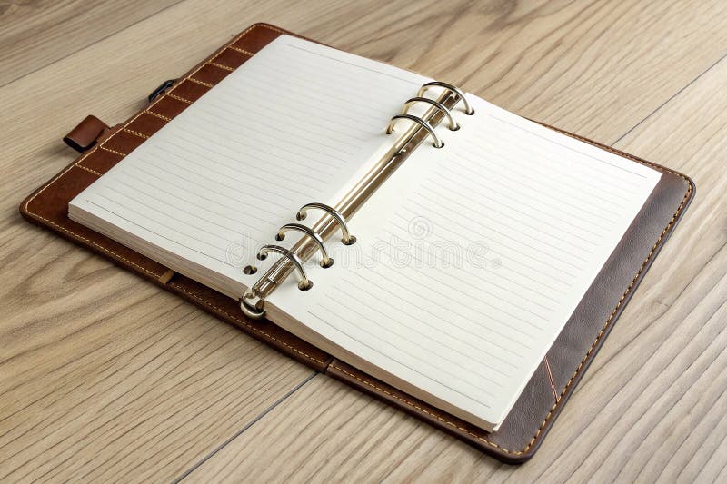 Notebook Spring Bound Binding Blank First Page Light Wooden Background ...