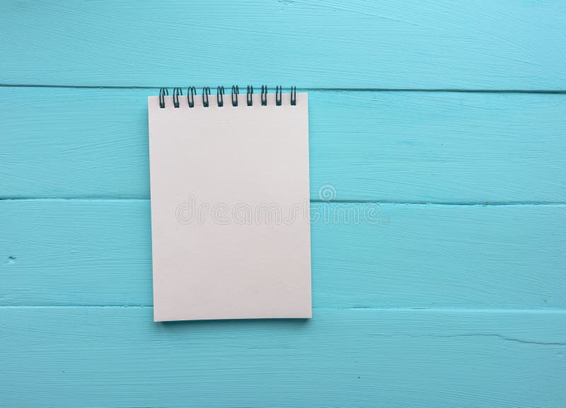 Notebook with a Spring. Bright Blue, Turquoise Surface. Painted Board ...