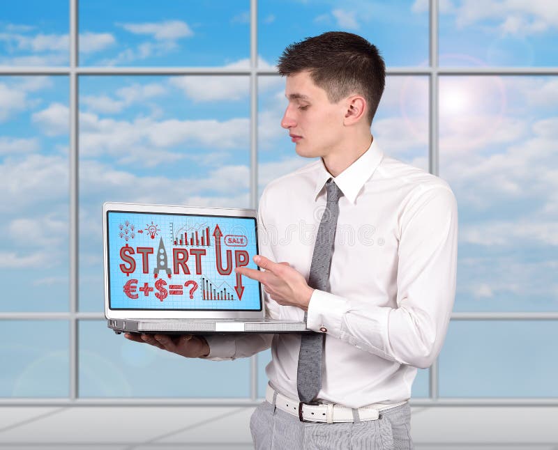 Notebook with start up stock image. Image of professional - 64064021