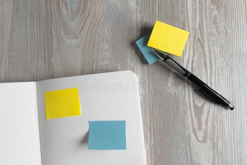 Notebook with sticky notes stock image. Image of notes - 146505305