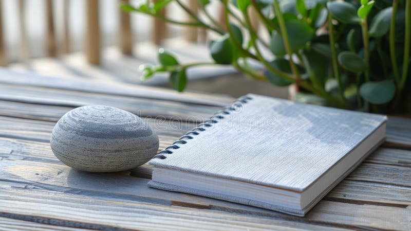 Notebook and Stones on a Sandy Beach Concept Relaxation Writing ...