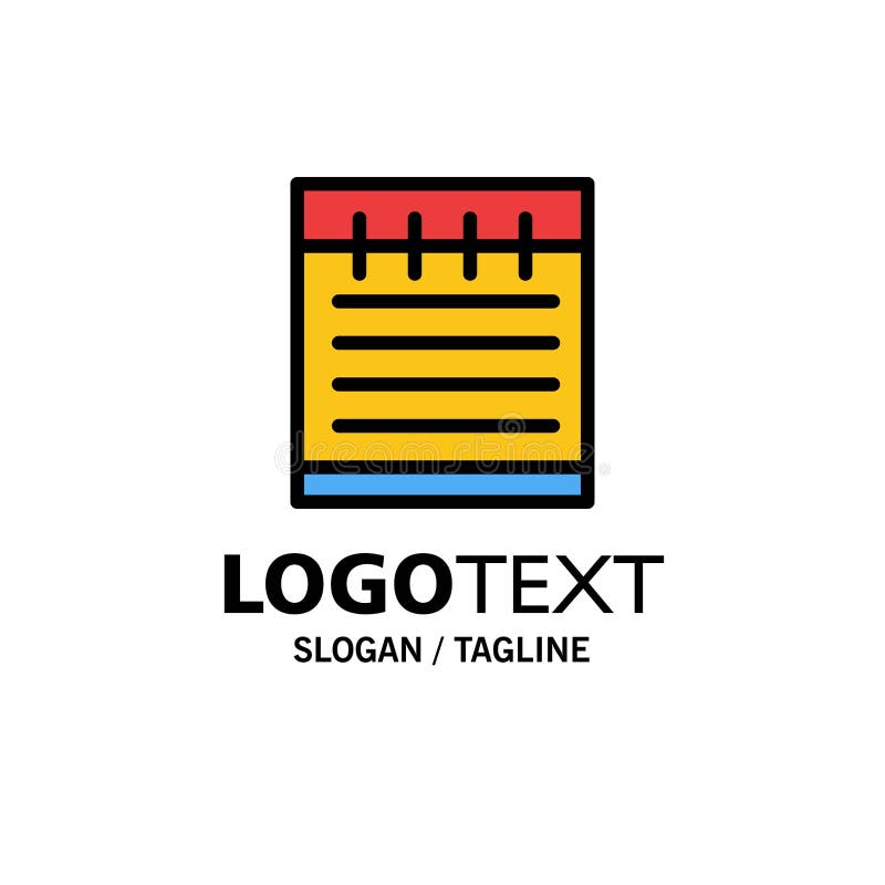 Notebook, Study Education, School Business Logo Template. Flat Color ...