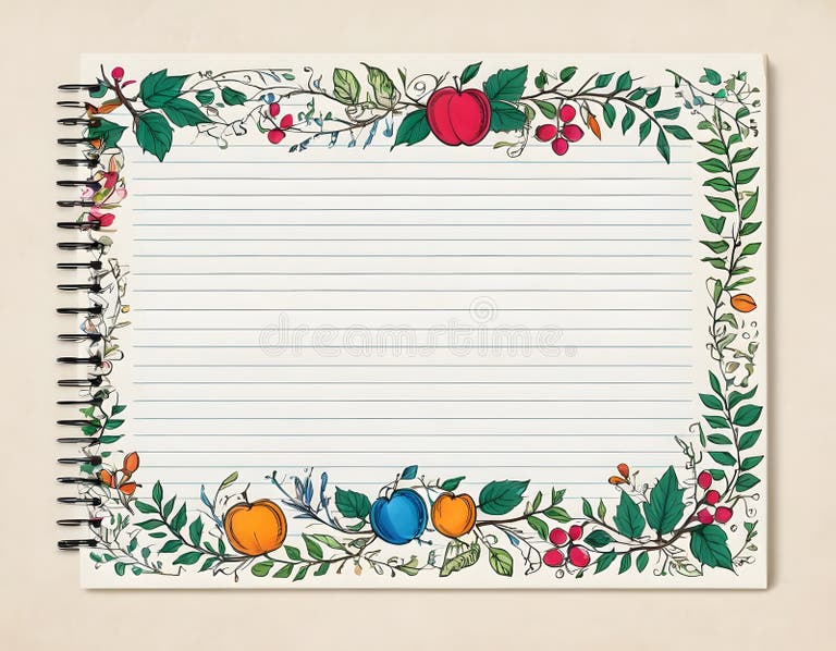 Notebook-style Decorative School Frame with Spiral Binding and Doodle ...