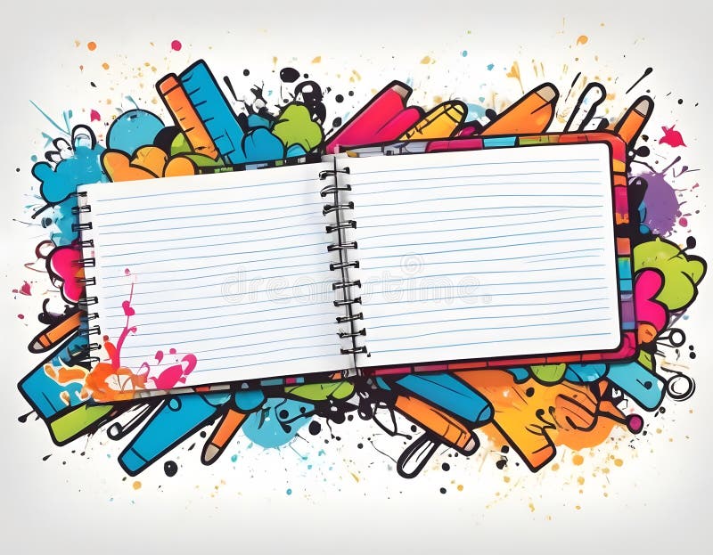Notebook-style Decorative School Frame with Spiral Binding and Doodle ...