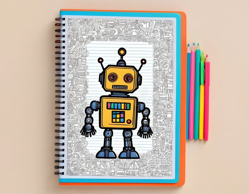 Notebook-style Decorative School Frame with Spiral Binding and Doodle ...