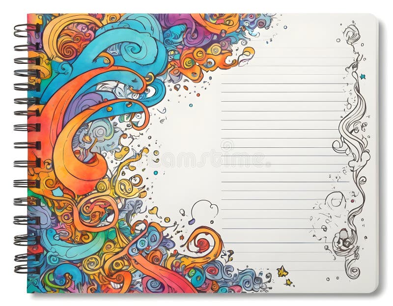 Notebook-style Decorative School Frame with Spiral Binding and Doodle ...
