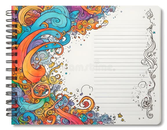 Notebook-style Decorative School Frame with Spiral Binding and Doodle ...