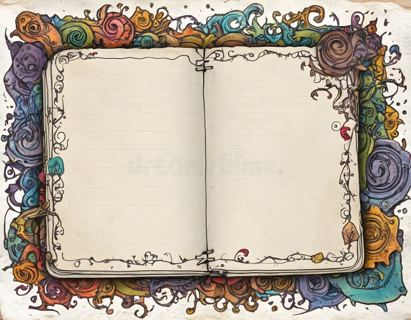 Notebook-style Decorative School Frame with Spiral Binding and Doodle ...