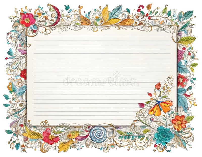 Notebook-style Decorative School Frame with Spiral Binding and Doodle ...