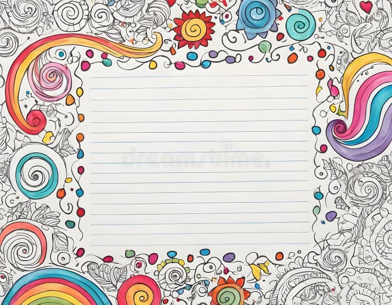 Notebook-style Decorative School Frame with Spiral Binding and Doodle ...