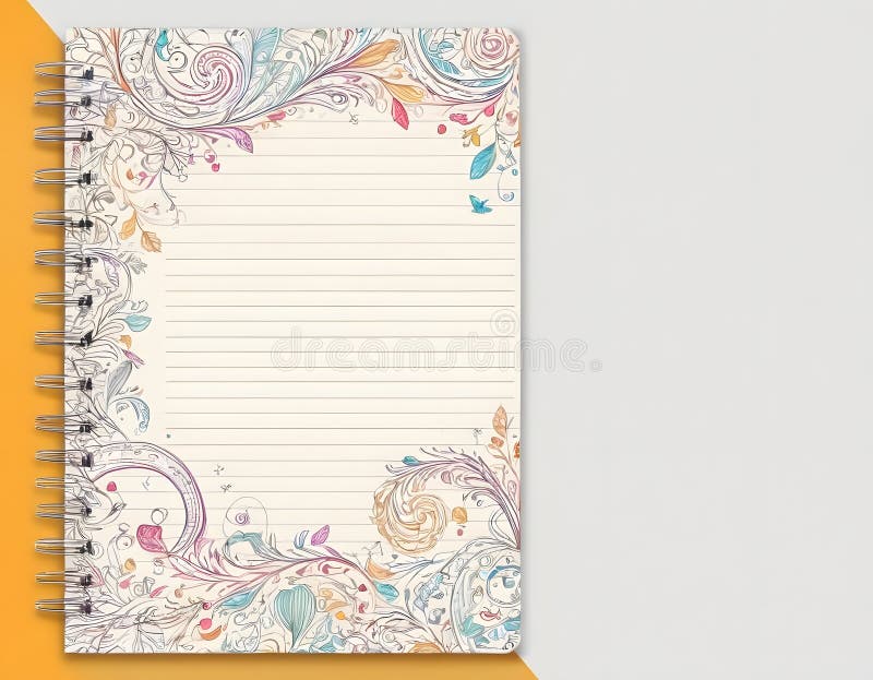 Notebook-style Decorative School Frame with Spiral Binding and Doodle ...