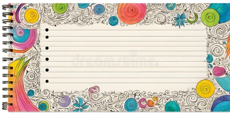 Notebook-style Decorative School Frame with Spiral Binding and Doodle ...