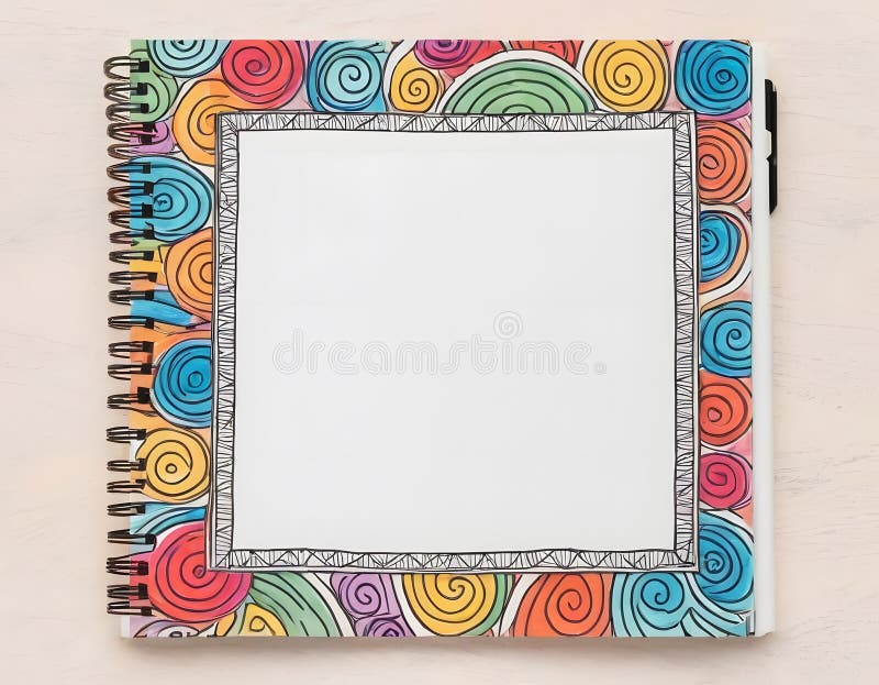 Notebook-style Decorative School Frame with Spiral Binding and Doodle ...