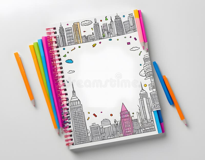 Notebook-style Decorative School Frame with Spiral Binding and Doodle ...