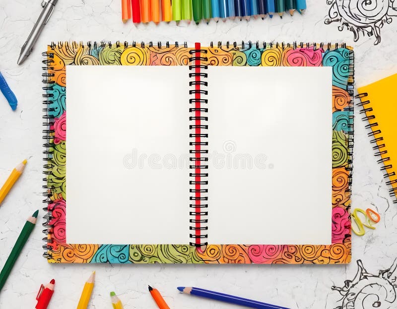 Notebook-style Decorative School Frame with Spiral Binding and Doodle ...