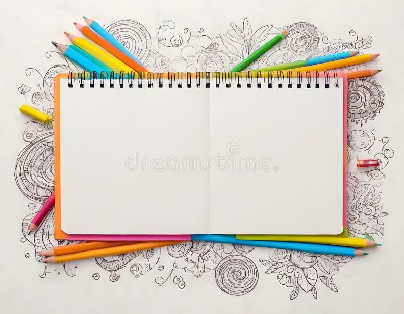 Notebook-style Decorative School Frame with Spiral Binding and Doodle ...