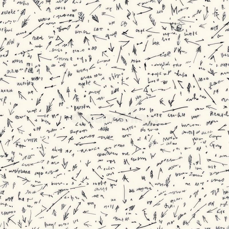 A Notebook-style Handwriting Pattern with Random Words, Arrows, and ...