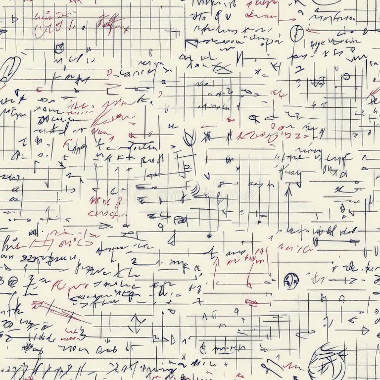 A Notebook-style Handwriting Pattern with Random Words, Arrows, and ...