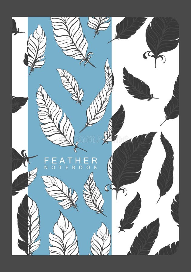 Notebook Template with Feathers Stock Vector - Illustration of style ...