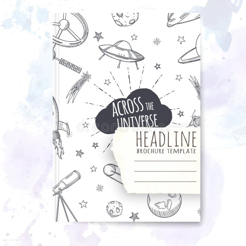 Notebook Template with Hand Drawn Astronomy Doodles. Stock Vector ...