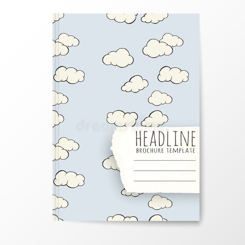 Notebook Template with Hand Drawn Cloud Pattern. Stock Vector ...