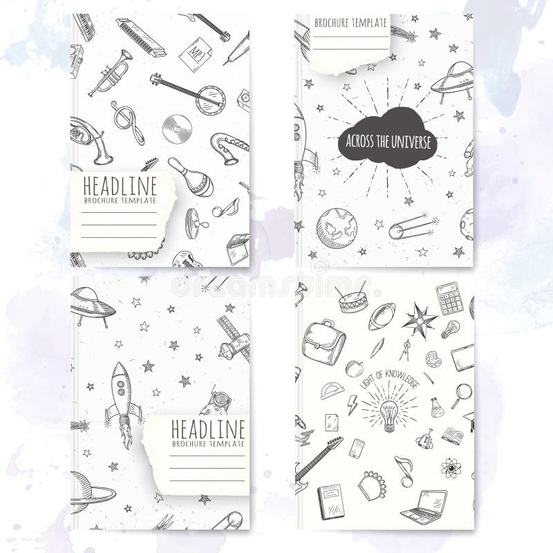 Notebook Template with Hand Drawn Education Doodles Stock Illustration ...