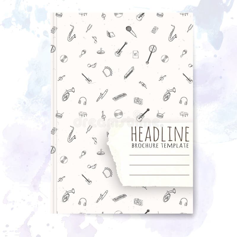 Notebook Template with Hand Drawn Music Pattern. Stock Vector ...