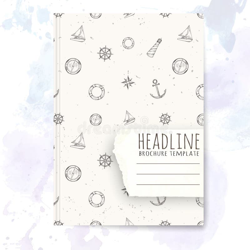 Notebook Template with Hand Drawn Sea Vacation Doodles. Stock Vector ...