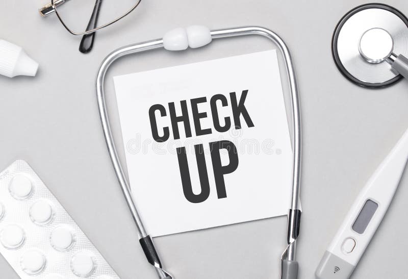 In the Notebook is the Text Check Up Stethoscope, Pills, and Glasses ...