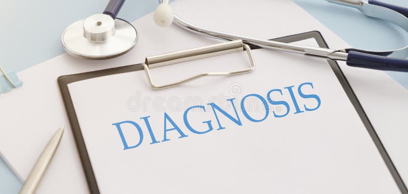 Notebook with Text DIAGNOSIS with Pen Stock Photo - Image of sugar ...