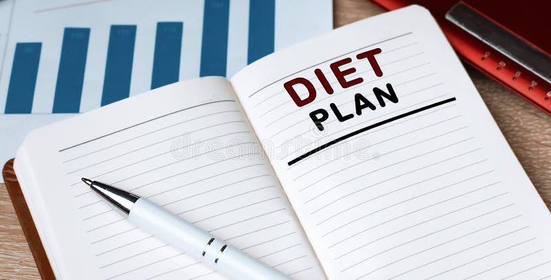 Notebook with Text DIET PLAN. Notebook on Desk with Graph and a Pen ...
