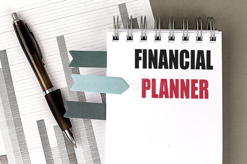 Notebook with the Text Financial Planner on a Desk with Charts, a Pen ...