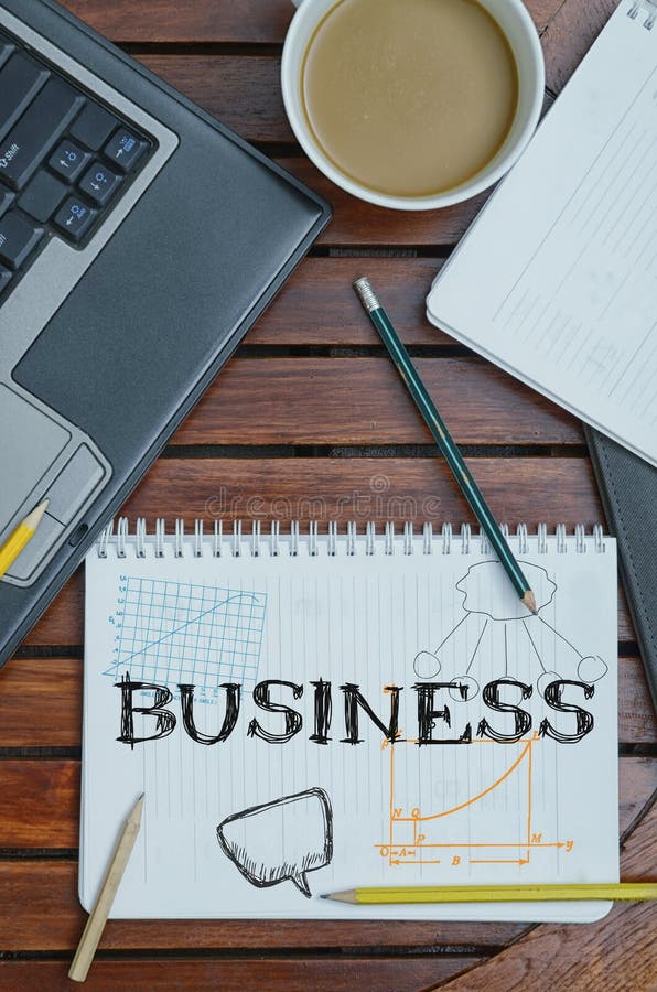 Notebook with Text Inside Business on Table with Coffee Stock Photo ...