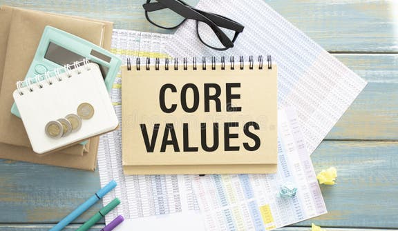 Notebook with Text Inside Core Values on Table Wi Stock Image - Image ...