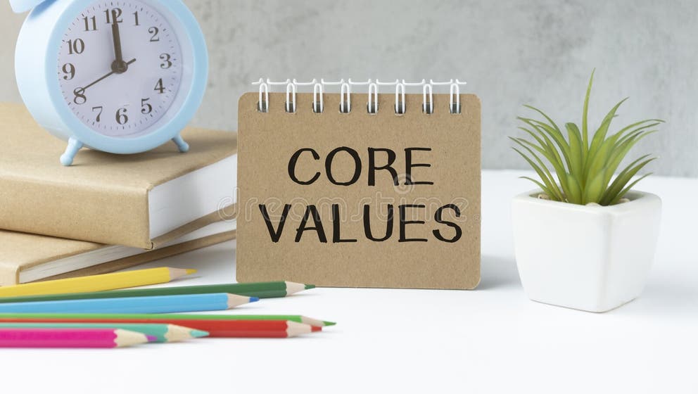 Notebook with Text Inside Core Values on Table Stock Image - Image of ...