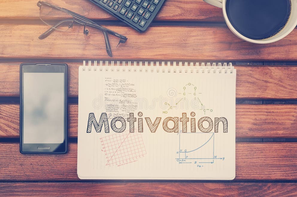 Notebook with Text Inside Motivation on Table with Coffee, Mobil Stock ...