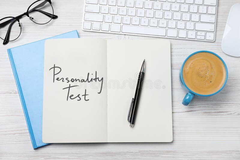 Notebook with Text Personality Test, Computer Keyboard and Cup of ...