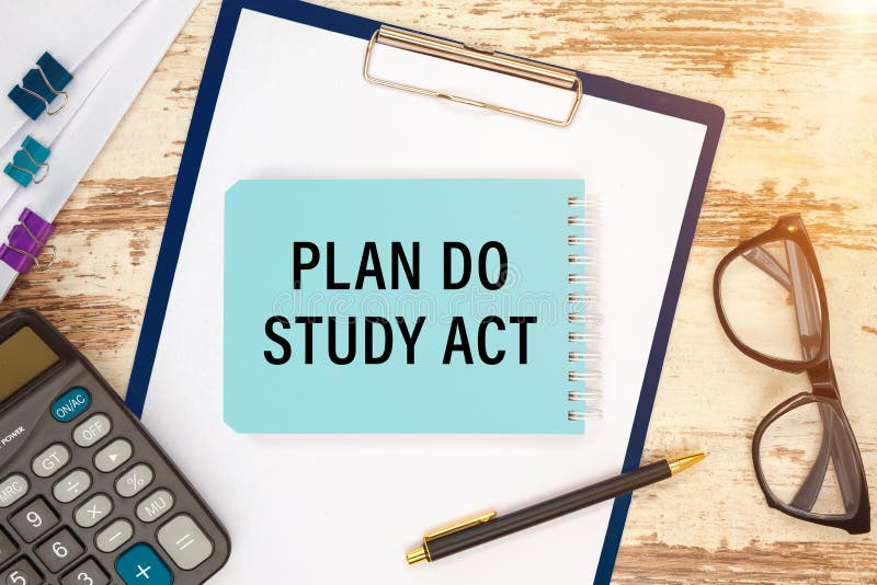 Notebook with Text PLAN DO STUDY ACT Near Office Supplies Stock Image - Image of progress ...