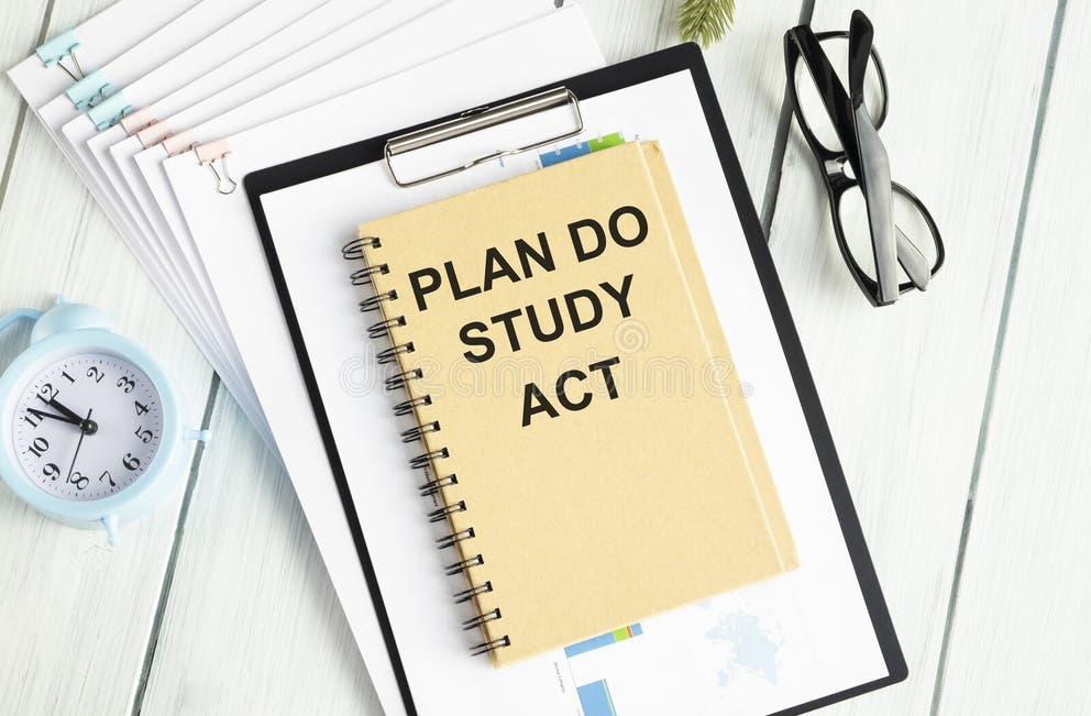 Notebook with the Text PLAN DO STUDY ACT Stock Image - Image of ...