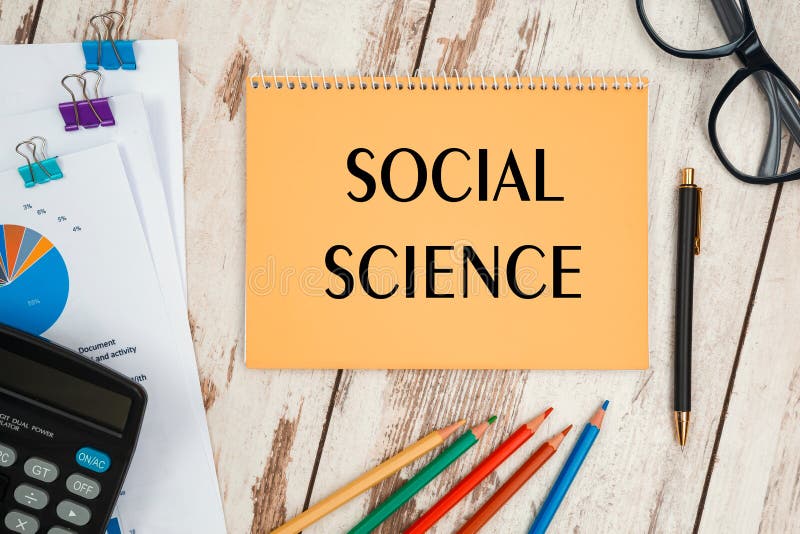 Notebook with Text SOCIAL SCIENCE Near Office Supplies Stock Image ...