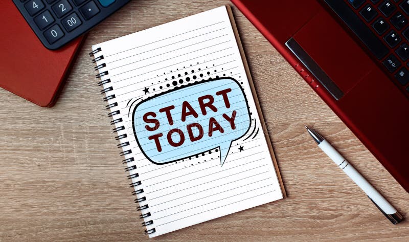 Notebook Text Start Today Desk Laptop Pen Stock Photos - Free & Royalty ...