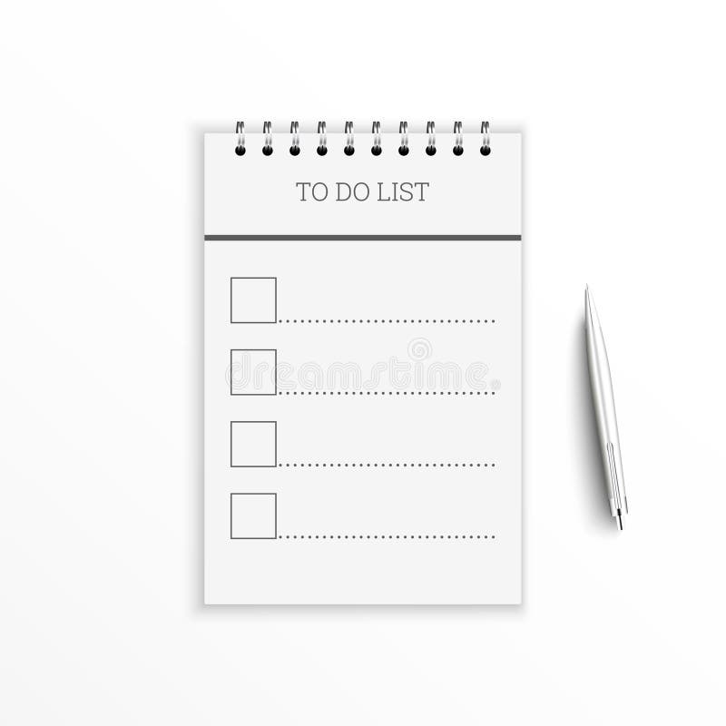 Notebook with to do list. stock vector. Illustration of confirmed ...