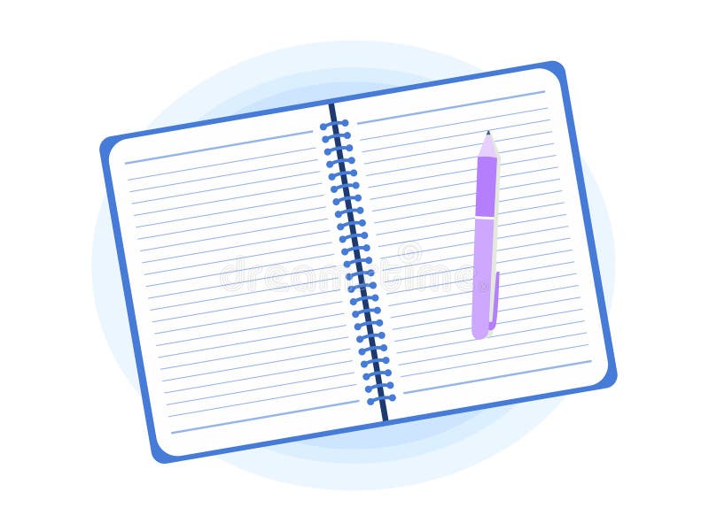 Open Notepad with Pen Flat Style Vector Illustration Stock Vector ...