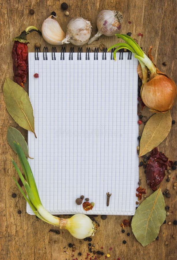 Notebook To Write Recipes with Spices Stock Image - Image of healthy ...