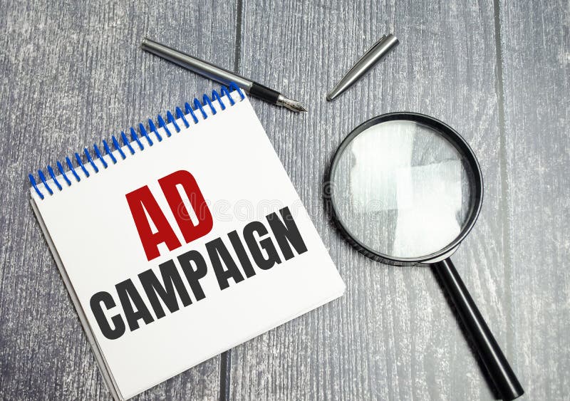 Notebook with Tools and Notes about Ad Campaign Stock Image - Image of ...