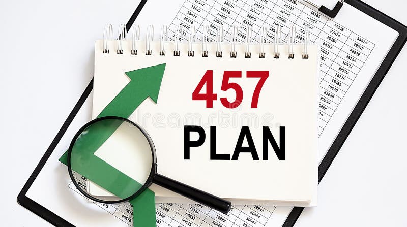 Notebook with Tools and Notes about 457 PLAN with Chart Stock Image ...