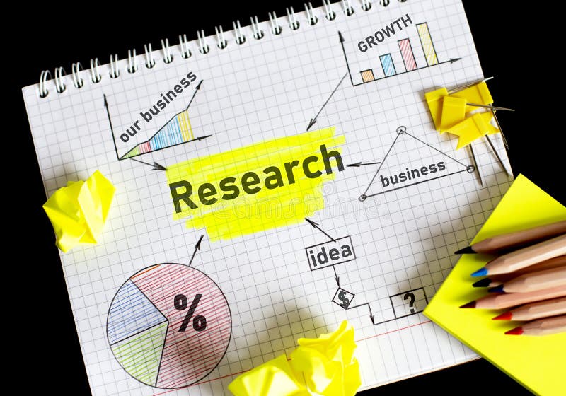 Notebook with Tools and Notes about RESEARCH Stock Image - Image of ...